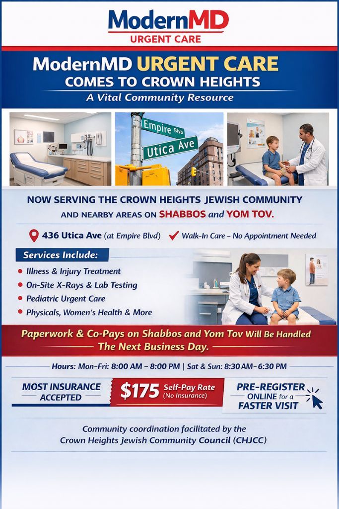 ModernMD Urgent Care to Accommodate Shabbos Needs